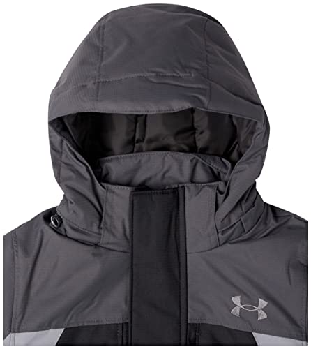 Under Armour boys Westward 3-in-1 Jacket, Removable Hood & Liner, Windproof Water Repellant 3 in 1 Jacket, Black Gray Block, Small US