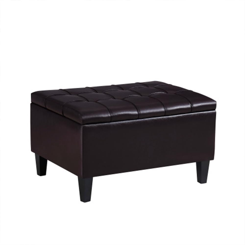 SINLOOG Storage Ottoman, Ottoman Foot Rest,Faux Leather Upholstery Storage Ottoman Bench with Safety Close Hinge, Ottoman with Storage for Living Room/Entryway/Hallway/Foot Rest