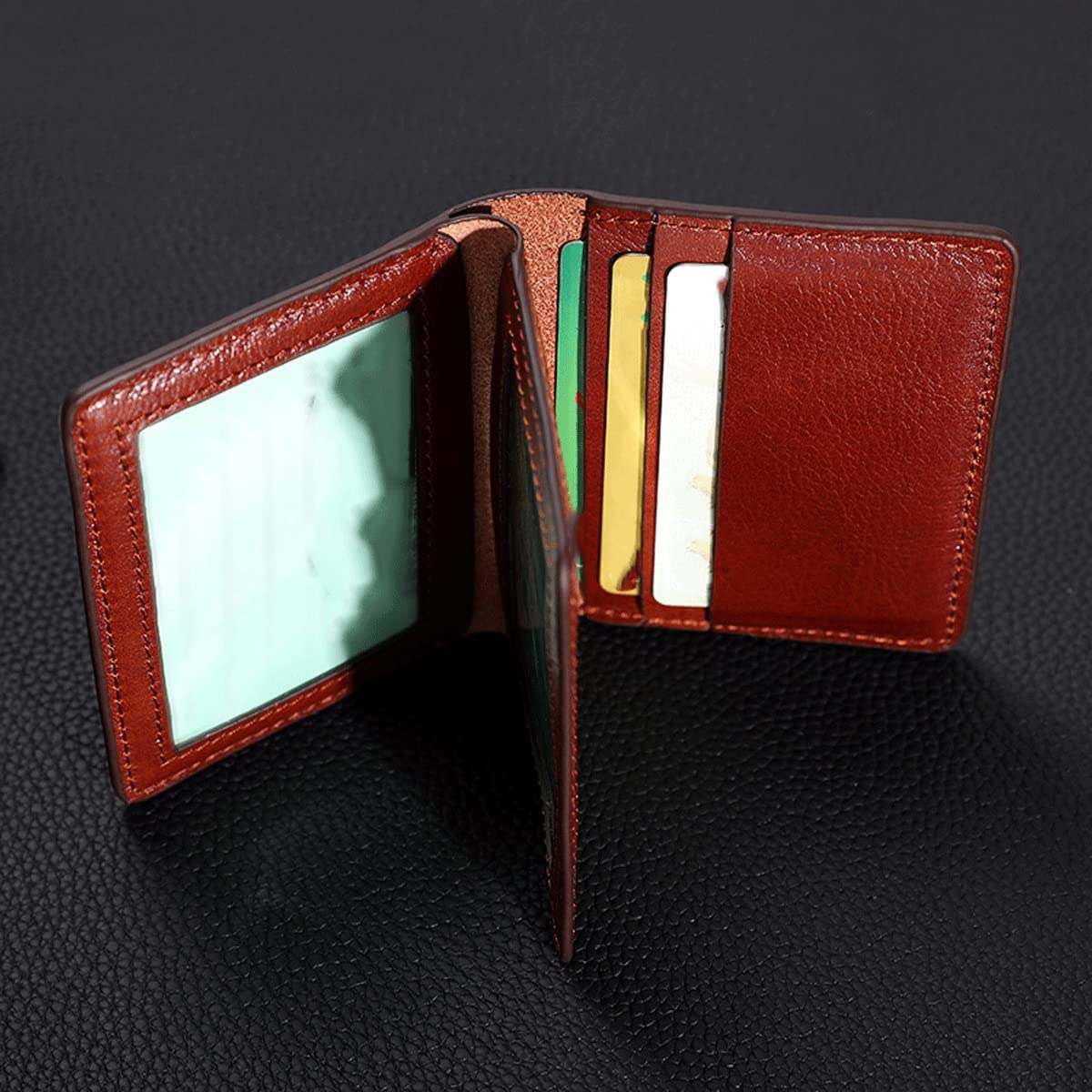 ZEBFYM Wallets for Men, Multifunction Cowhide Small Wallets, Genuine Leather Business Men's Wallets, Card Cases & Money Organizers (Color : Brown)