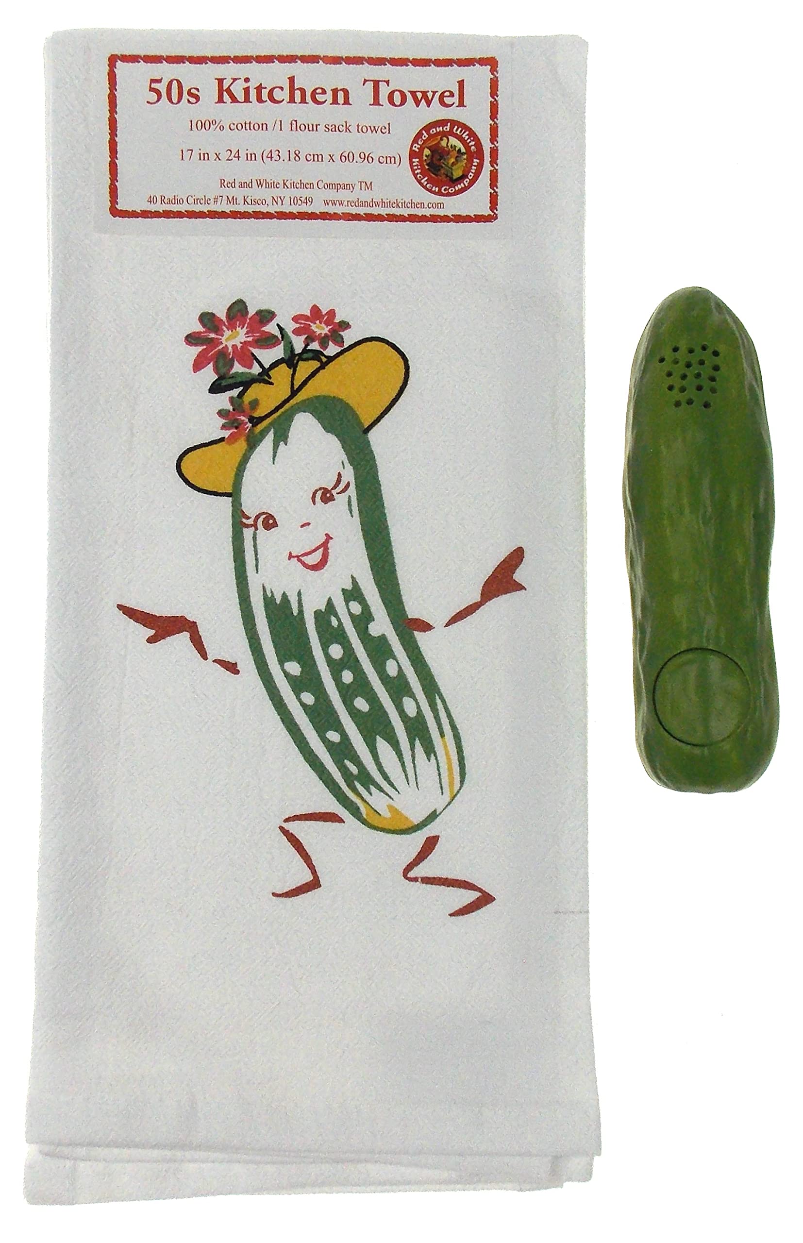 Yodeling Pickle Bundled with a Mr Pickle & Mrs Pickle Kitchen Towel