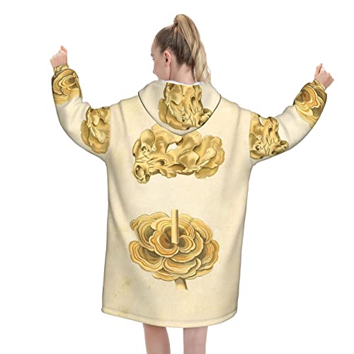 Vintage Mushrooms Wearable Blanket Shirt Printed Pullover Super Dalian Hoodie Tv Blanket With Sleeves And Pockets