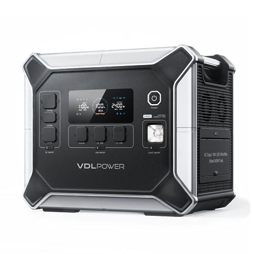 VDL 2400W Portable Power Station - 2048Wh LiFePO4 Battery Solar Generators for Home Backup, 2H Fast Charging, 6x AC Outlets(4800 Peak) Power Station for Outdoor Camping and RVs(Solar Panel Optional)