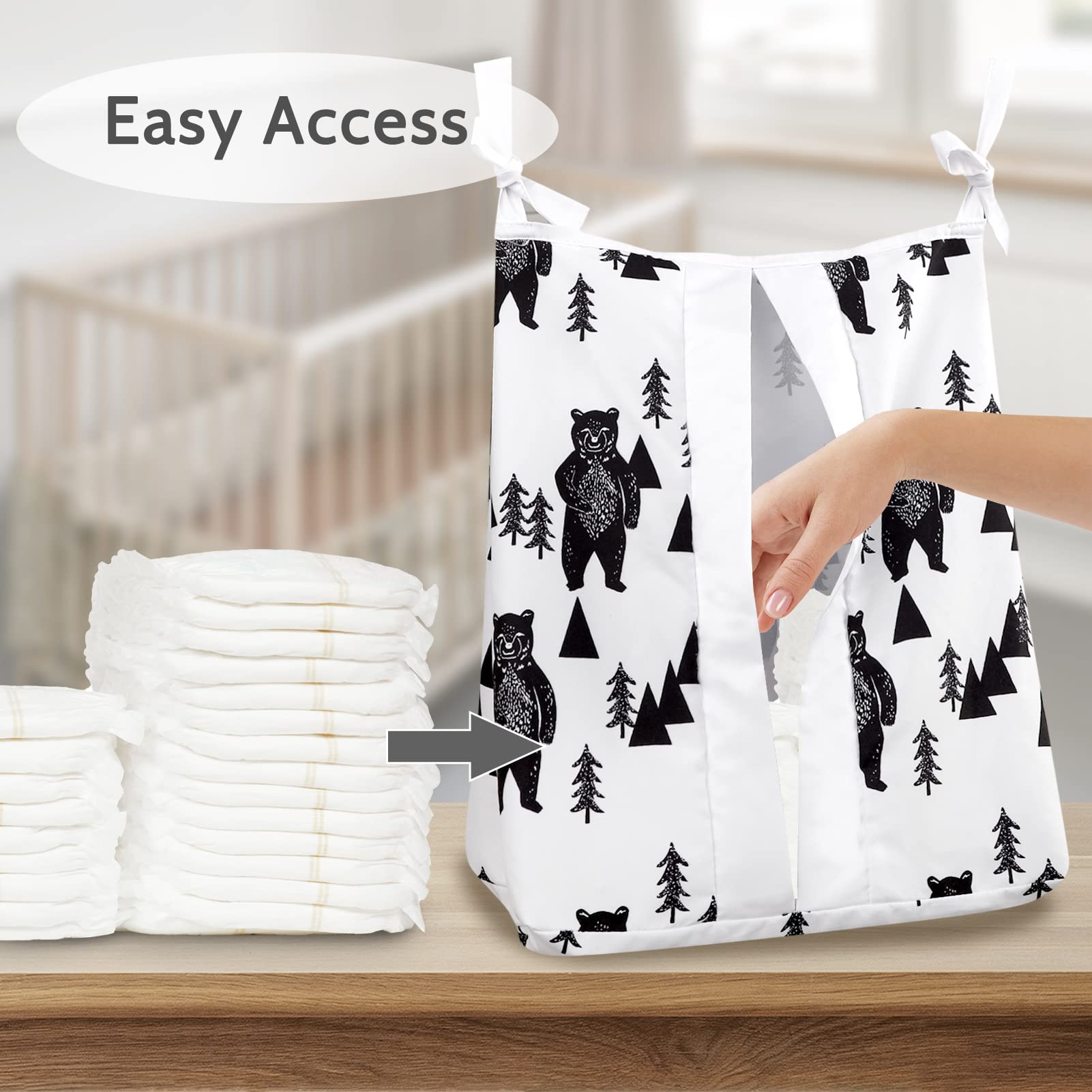 TANOFAR Diaper Organizer Stackers & Lounger Cover, Snugly Fit Infant Lounger for Baby, 2pcs Baby Nursery Diaper Stacker Caddy Organizer, Bear