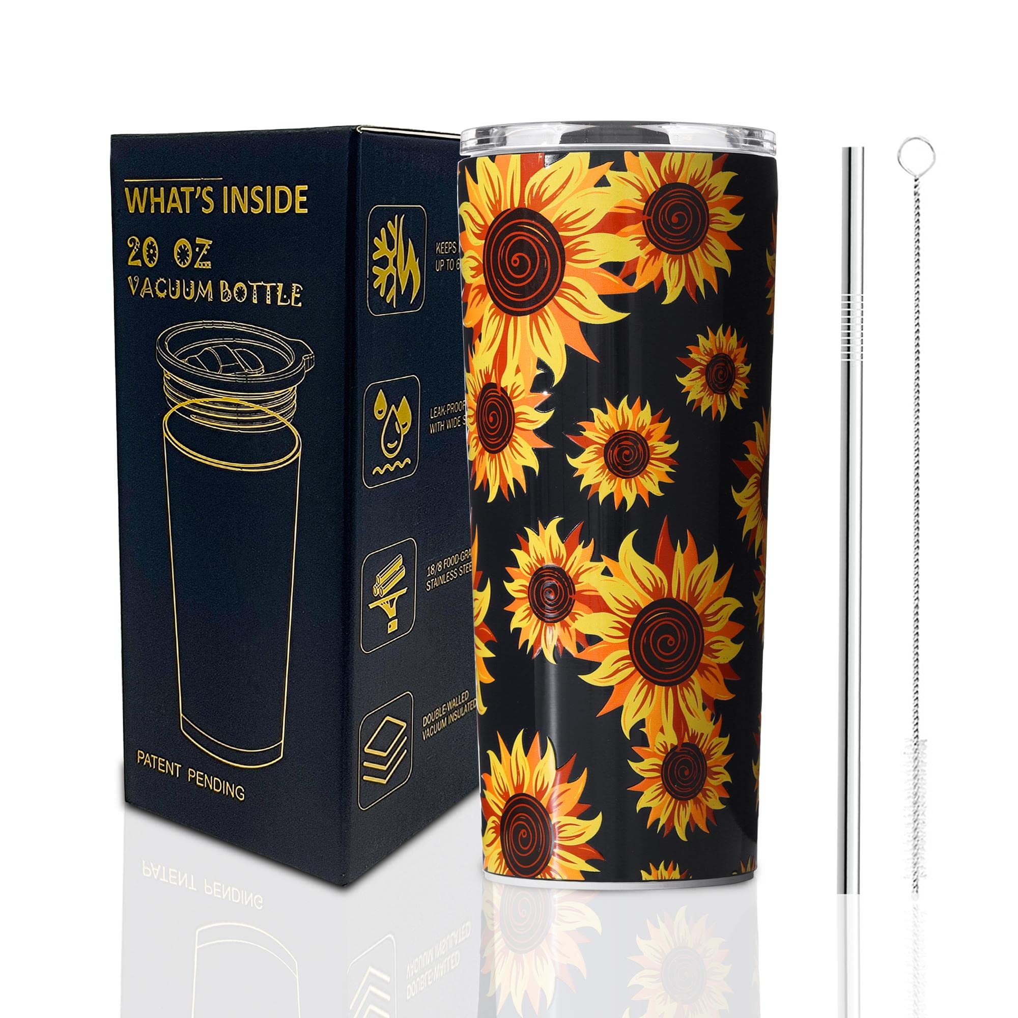 Weboia Sunflower Tumbler Birthday Gifts for Women Insulated Mug Gifts for Girl Friend Sunflower Coffe Cup Gifts for Mom Daughter Sunflower Lovers