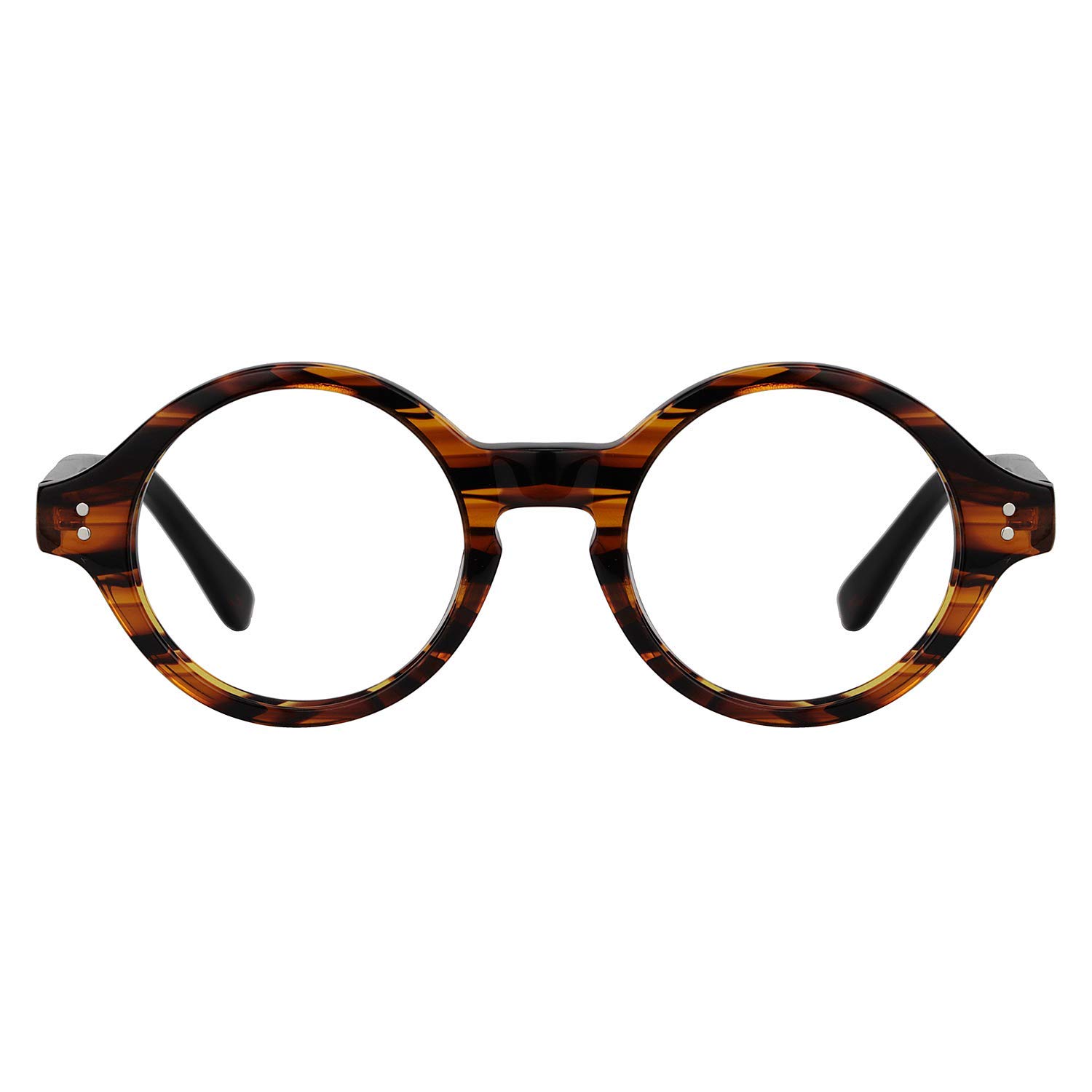 Zeelool Unisex Retro Acetate Round Eyeglasses Frame with Clear Lens Giggs FA0249-01 Tortoise