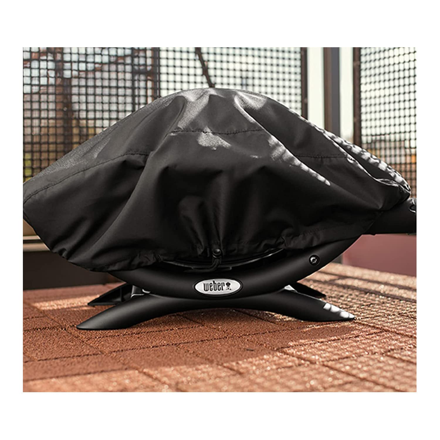 Weber Q 1200 Gas Grill (Blue) Bundle with Weber Grill Cover for Weber Q 100/1000 Series (2 Items)