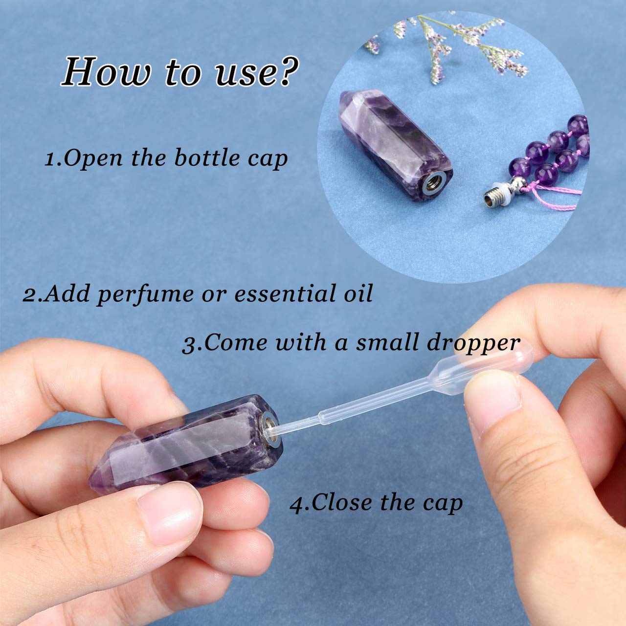Sunligoo Urn Pendant Necklace for Ashes Cremation Memorial Keepsake Jewelry Healing Crystal Amethyst Point Pendant Natural Stone Beads Necklaces for Women