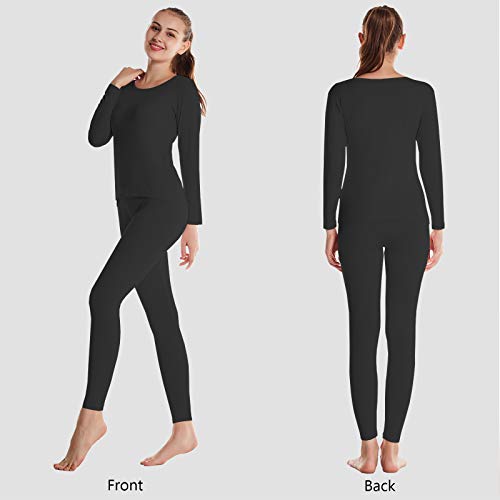 BAMBOOL Cool Women's Thermal Underwear Set with Fleece Lined Bamboo Midweight Thicken Top and Bottom Set Long Johns Winter Warm Underwear Set for Women
