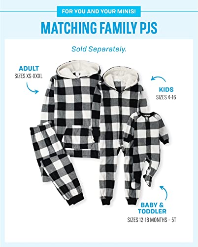 The Children's Place Kids One Piece Family Matching, Christmas Pajama Sets, Fleece, Black/White Check, Large