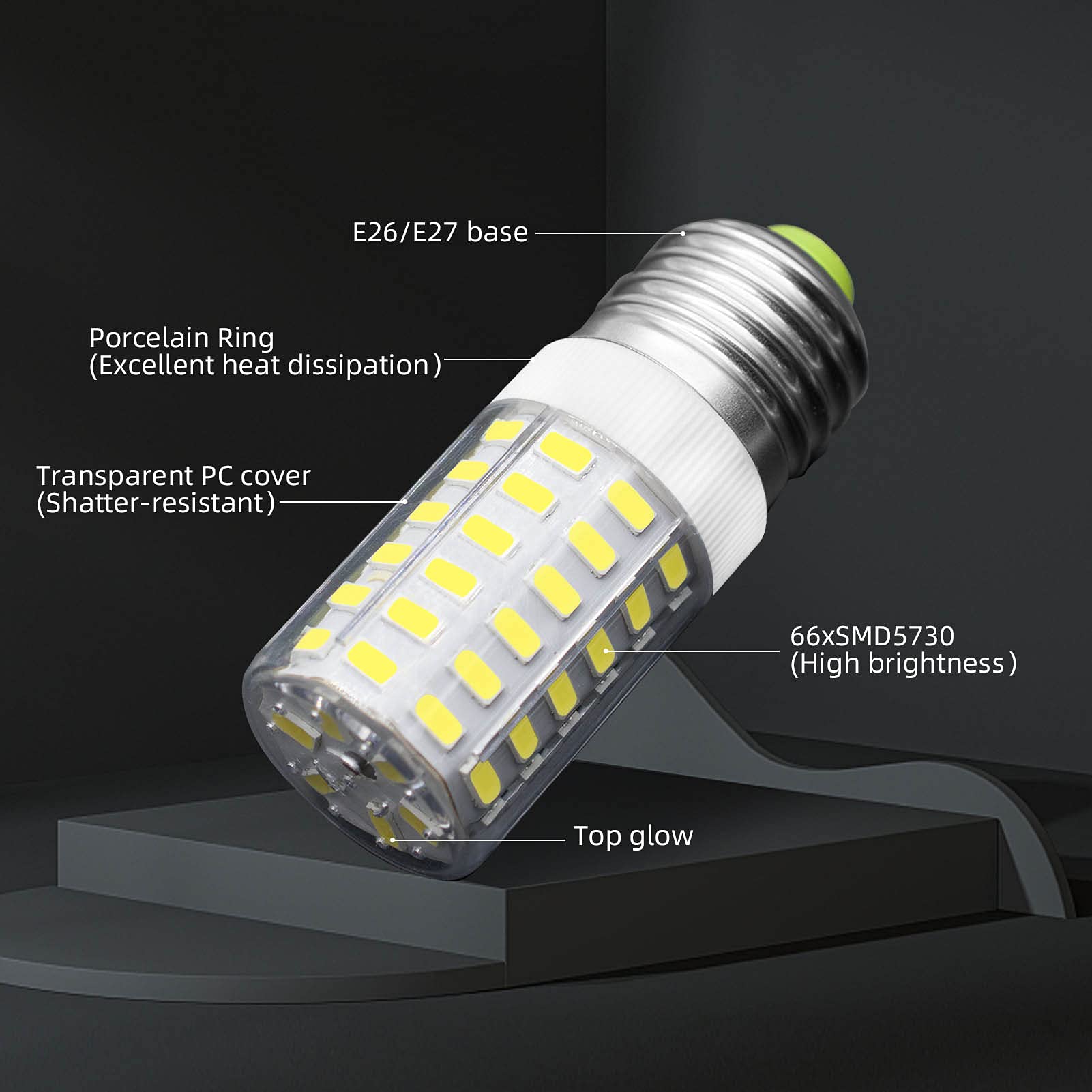 TZHILAN E26 7W Refrigerator LED Light Bulbs Home Lighting 100 Watt Equivalent Daylight White 6500K Eye Protect 85 CRI 950 Lumens 100-265 V Edison E26/E27 Medium Screw Base Non-Dimmable - 2 Pack