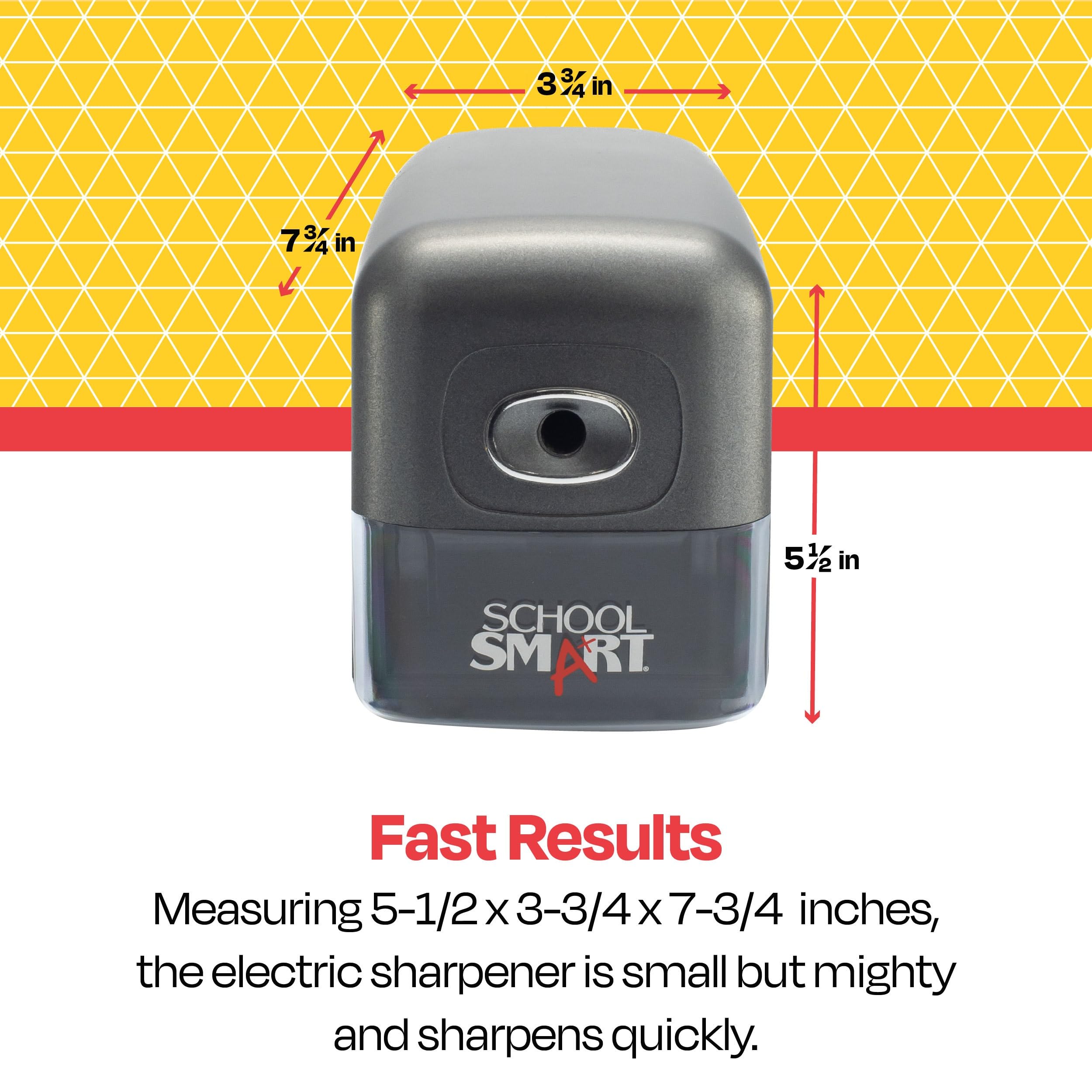 School Smart Electric Pencil Sharpener, 5-1/2 x 3-3/4 x 7-3/4 Inches
