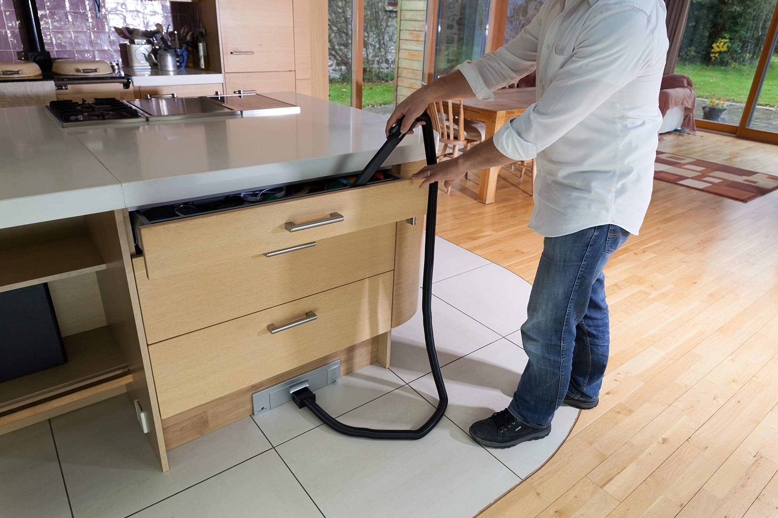 Sweepovac-9800260 Sweepovac Built in Kitchen Vacuum Plus Hose and 2 attachments for Below Cabinets and Toe Kick Spaces,Silver