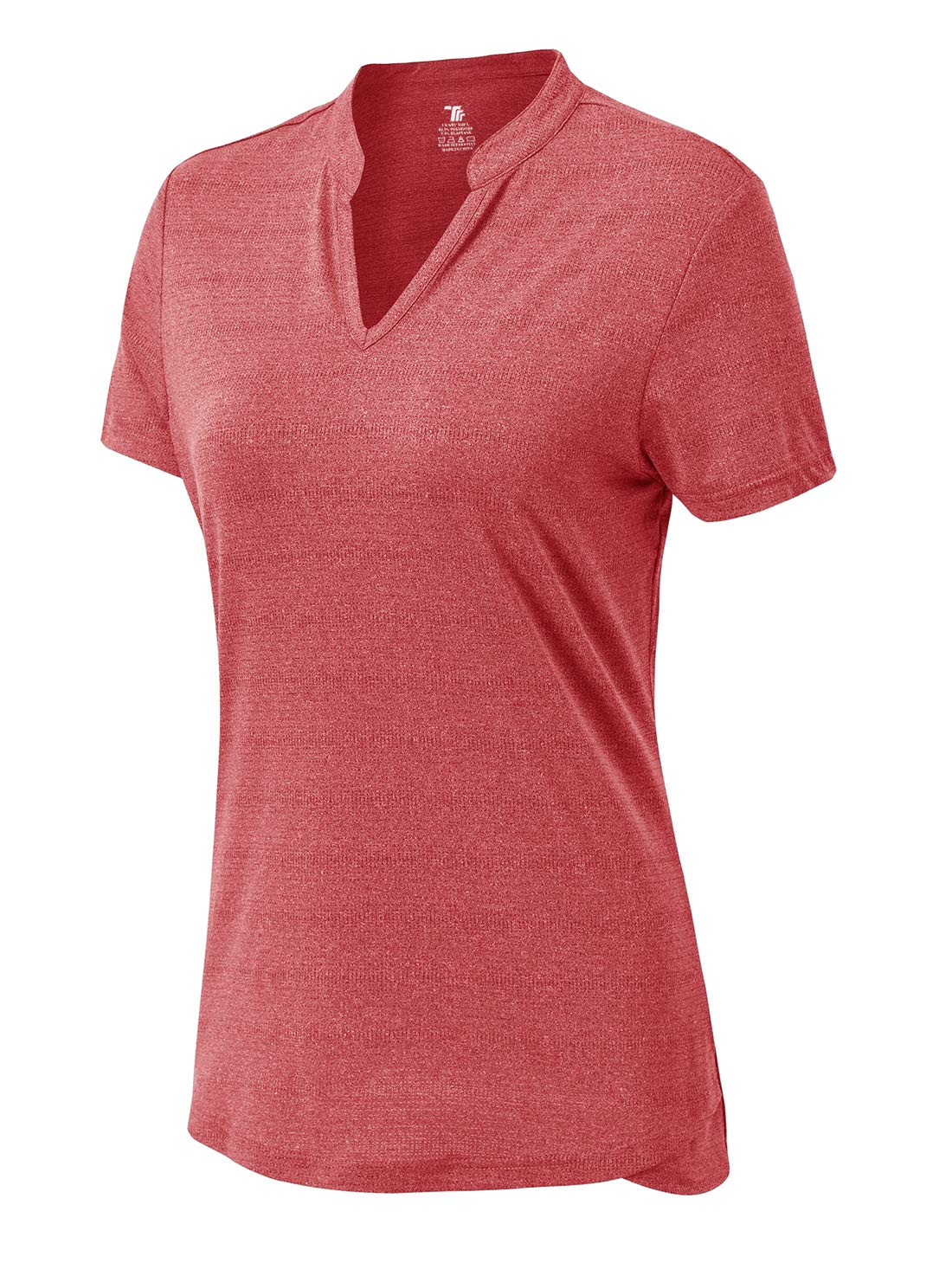 YSENTO Women's Dry Fit Golf Polo Shirts Short Sleeve V Neck Collarless Athletic Activewear Shirts Shirts Red S