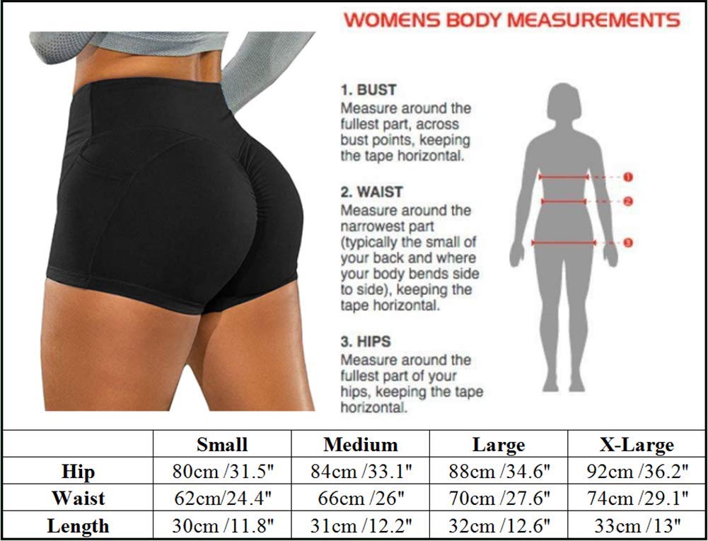 Wudia Womens Workout Shorts Scrunch Booty High Waisted Butt Lifting Athletic Leggings with Pockets (Black,Small)