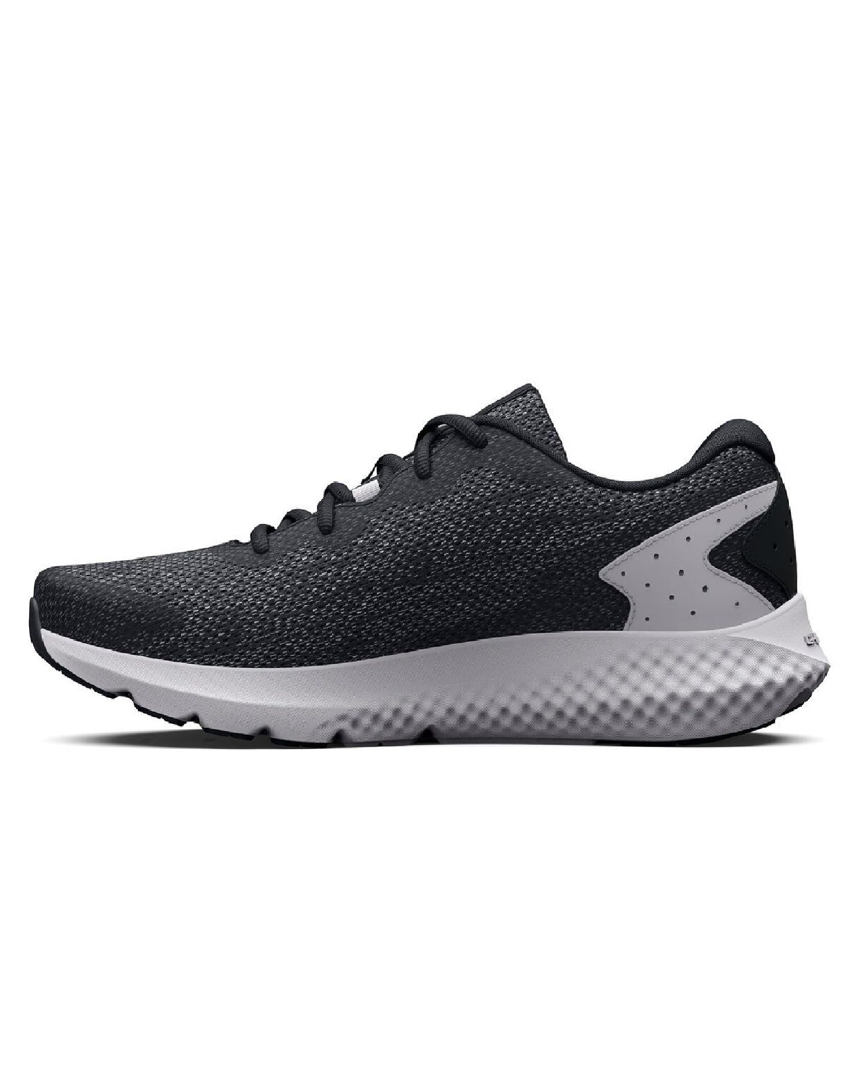 Under Armour Men's Charged Rogue 3 Knit, (001) Black/White/Metallic Silver, 9, US