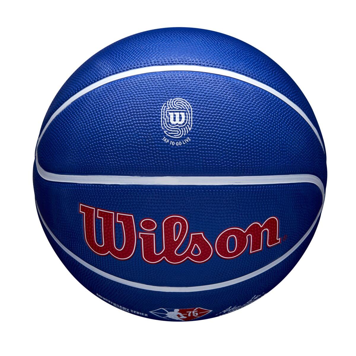 WILSON NBA 75th Outdoor Basketball - Blue, Size 7-29.5"