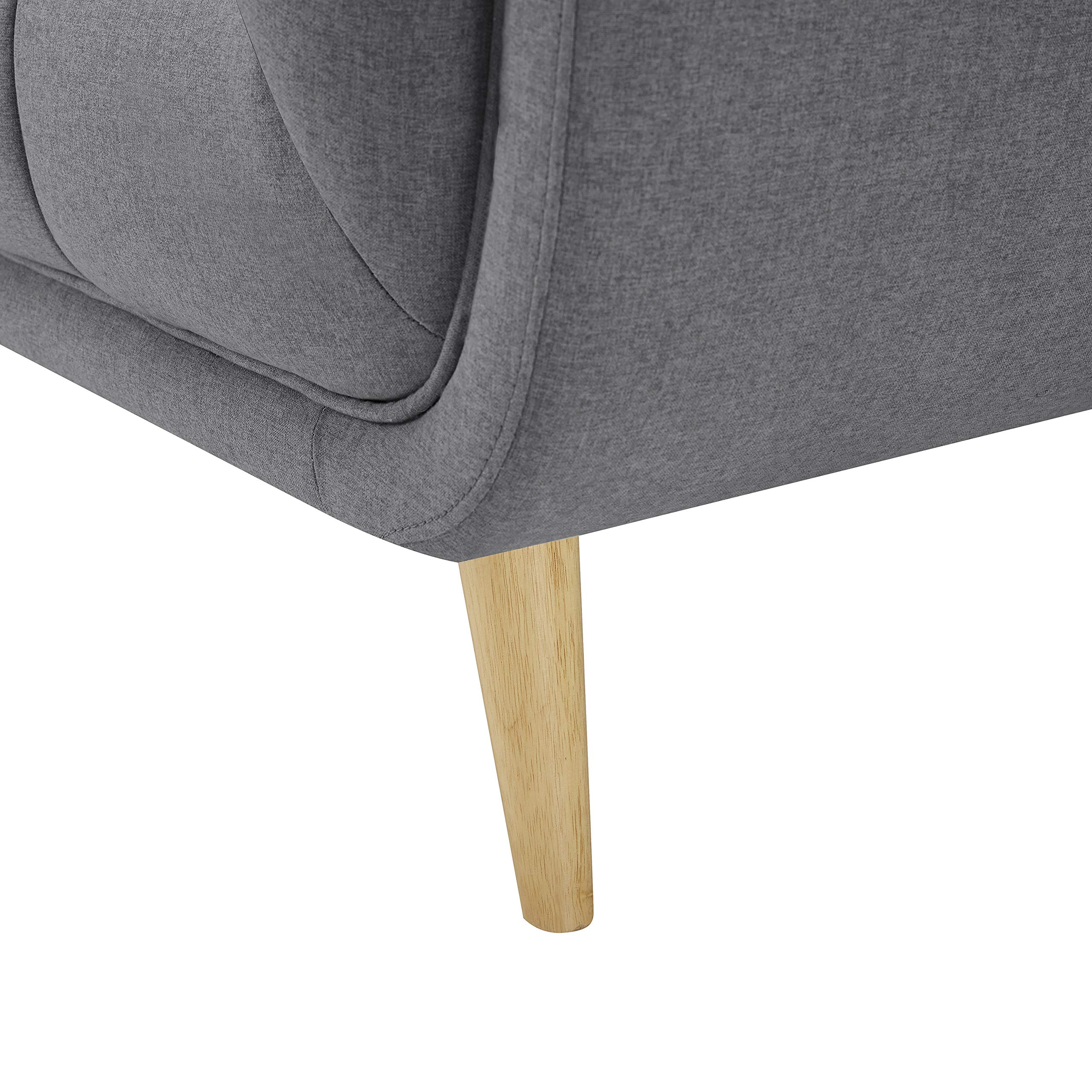 Volans Tufted Ottoman Large, Mid Century Modern Rustic Microfiber Fabric Uphstered Low Rectangle Leisure Couch Ottoman Table with Wood Legs for Living Room/Bed Room/Dorm/Home/Office(Pure Grey)