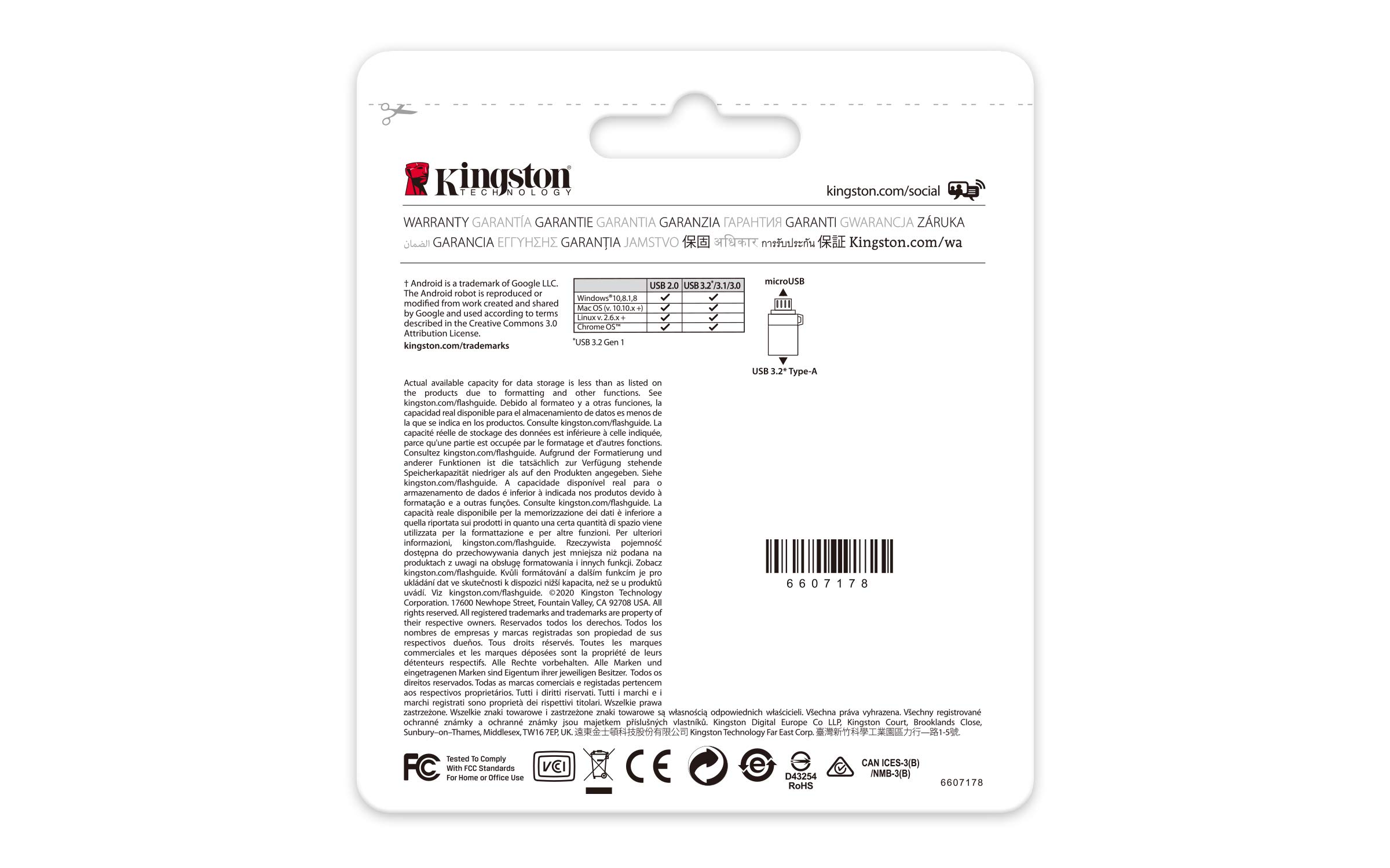 Kingston 128GB DataTraveler microDuo3 G2 Flash Drive + microUSB Supports USB OTG Functionality for Tablets and Smart Phones DTDUO3G2/128GB