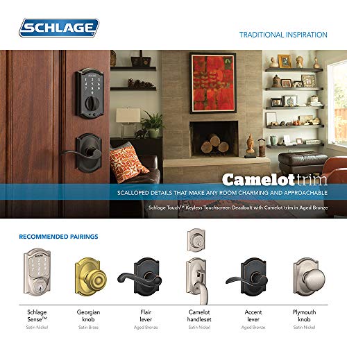 SCHLAGE Touch Camelot Lock with Accent Lever (Aged Bronze) FE695 CAM 716 Acc