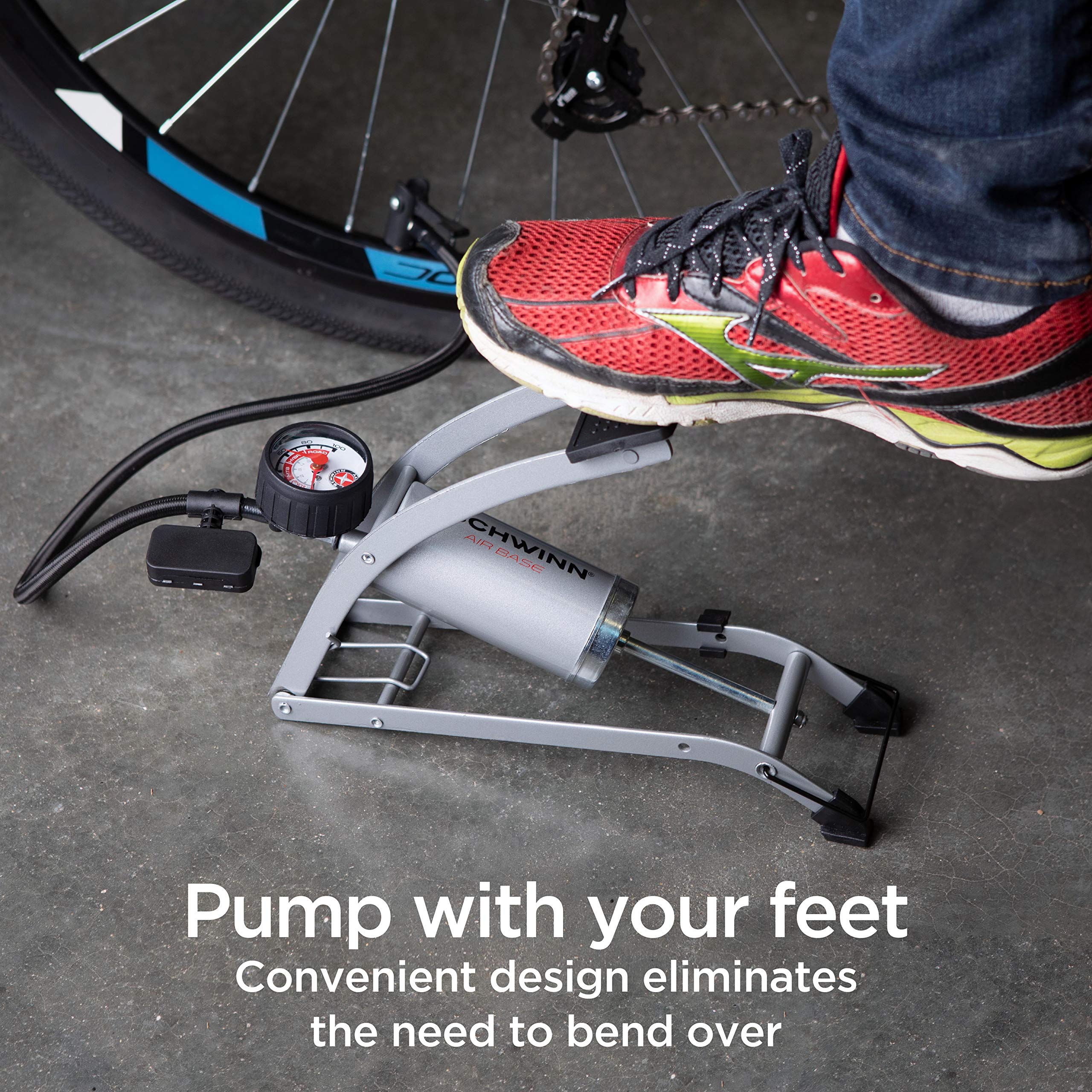 Schwinn Foot Operated Bike Pump Black, 16-Inch