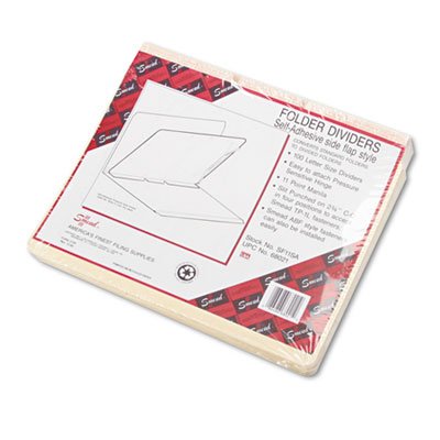 Smead 68021 Manila Self-Adhesive Folder Dividers w/Prepunched Slits 2-Sect Letter 100/Box