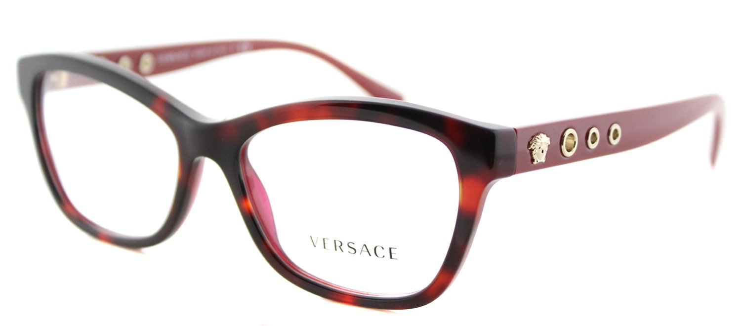 Versace VE3225 Eyeglass Frames 5184-54 - 54mm Lens Diameter Havana Bordeaux VE3225-5184-54