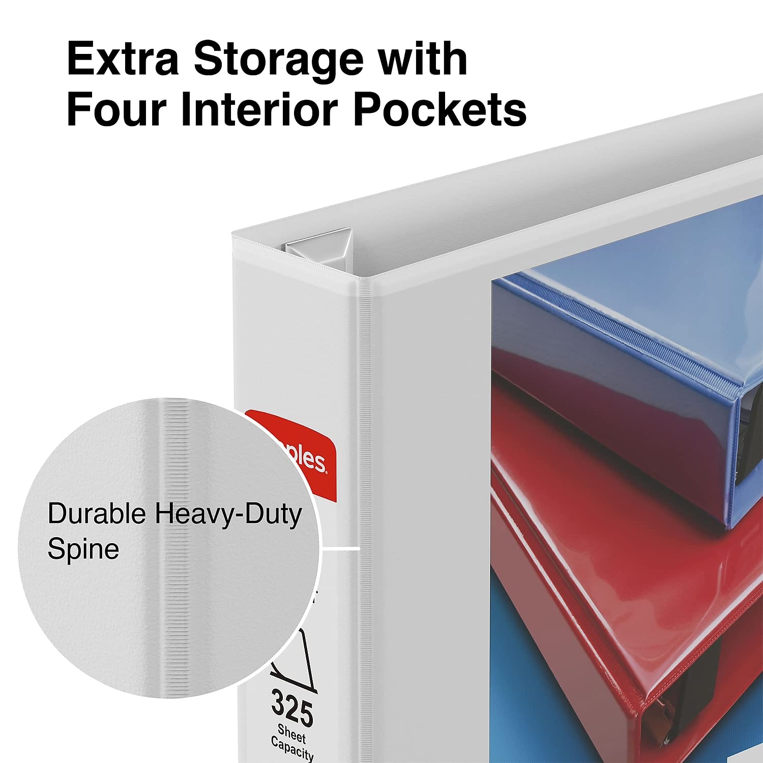 Staples 82684 Heavy Duty 1 1/2-Inch 3-Ring View Binder White (24677)