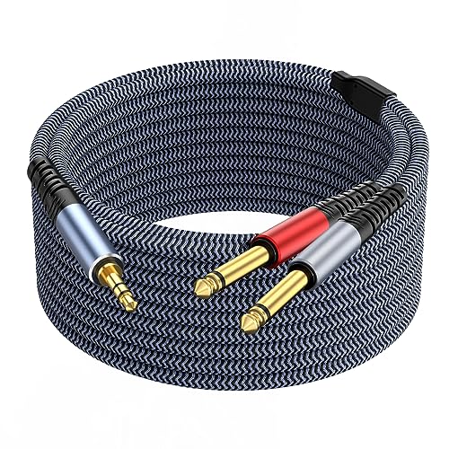 TAISUSAN 1/8 Stereo to Dual 1/4 Mono Cable 20ft, 3.5mm to Dual 1/4 Cable, 1/8 inch TRS Stereo to Dual 1/4 inch TRS Splitter