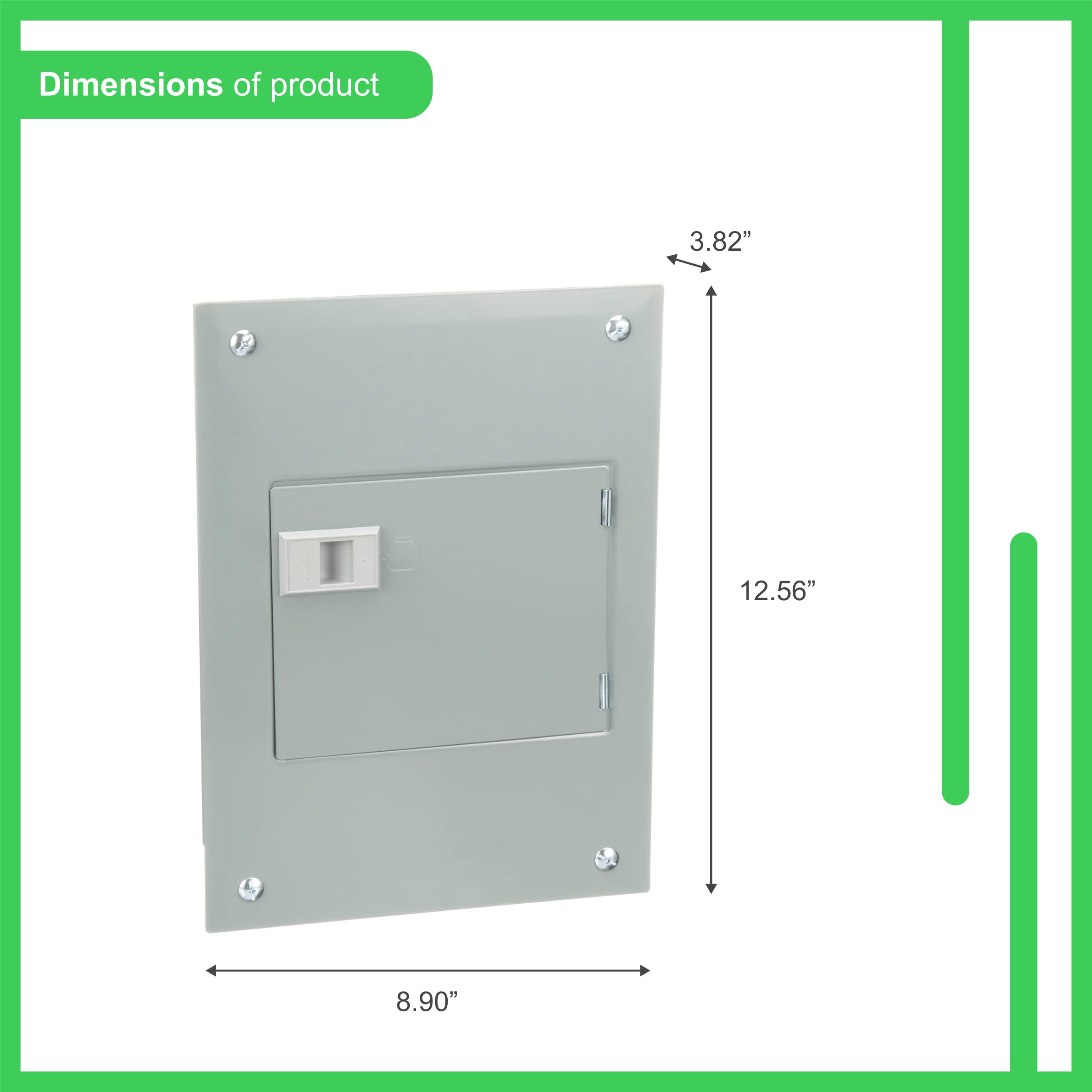 Square D - QO816L100DF QO 100-Amp 8-Spaces 16-Circuit Indoor Flush Mount Main Lugs Load Center with Cover and Door