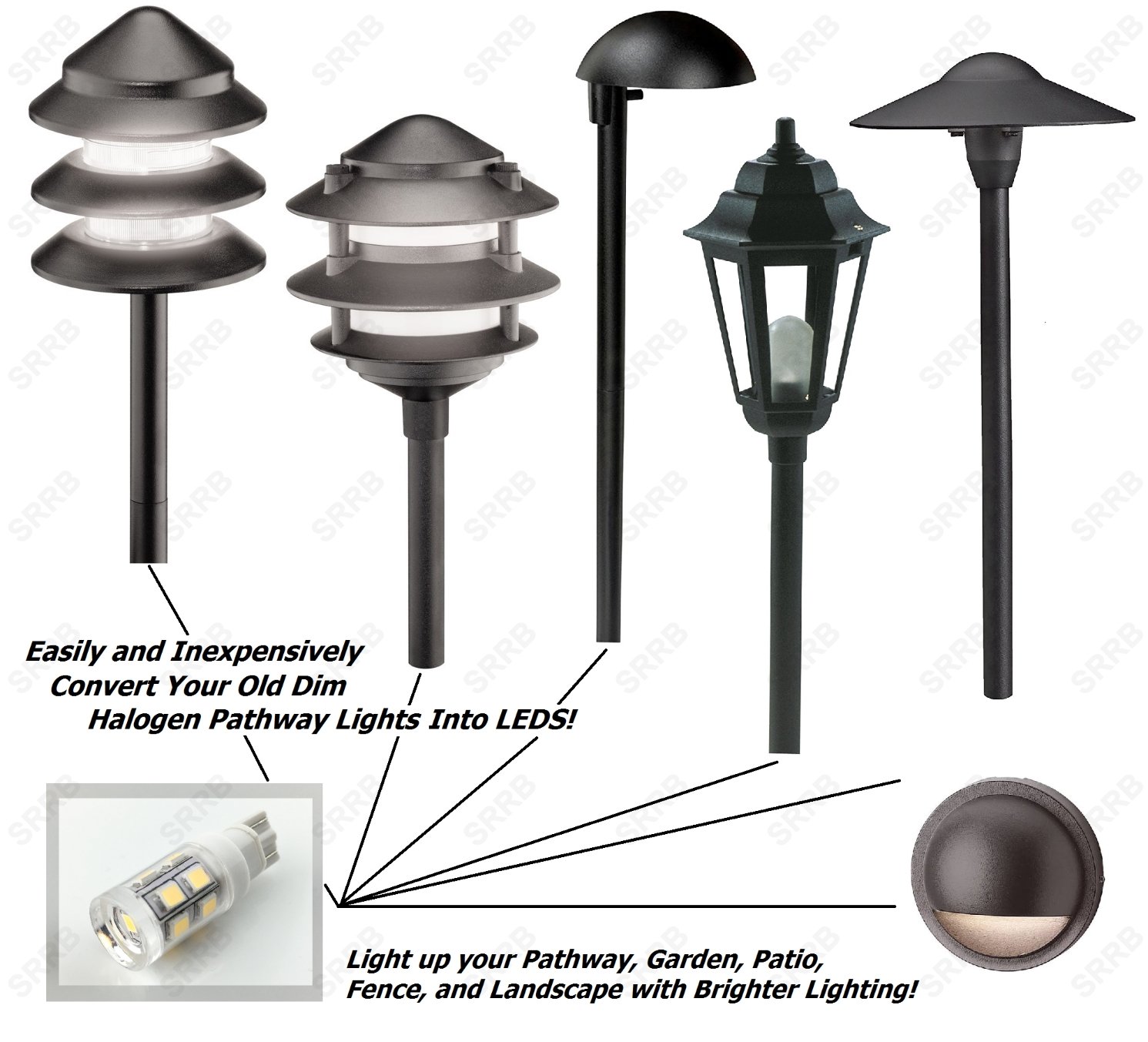 SRRB Direct 2.5W LED Replacement Landscape Pathway Light Bulb 12V AC/DC Wedge Base T5 T10 for Malibu Paradise Moonrays and More (4 Pack, Warm White)