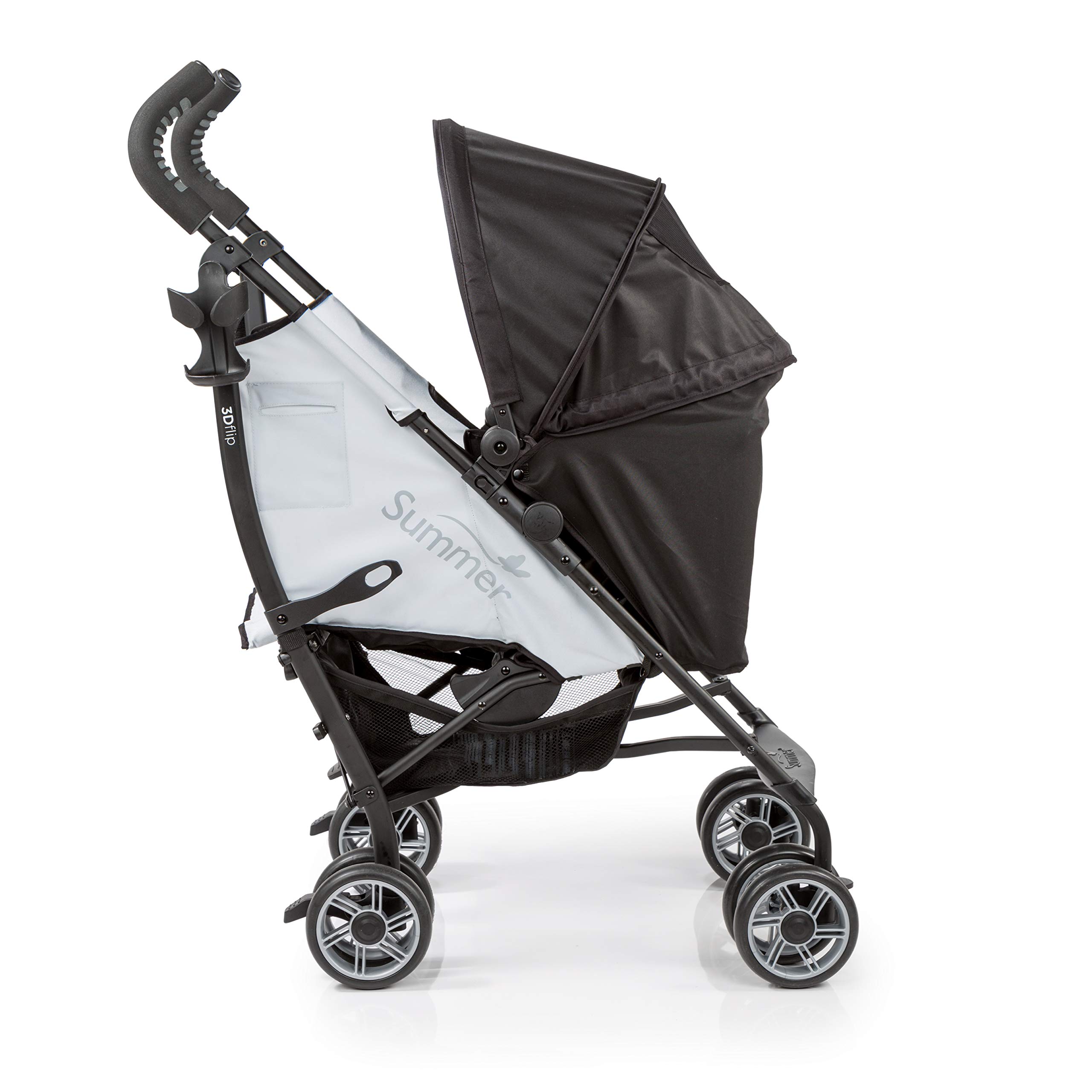 Summer 3Dflip Convenience Stroller, Black/Gray - Lightweight Umbrella Stroller with Reversible Seat Design for Rear and Forward Facing, Compact Fold, Adjustable Oversized Canopy,1 Count (Pack of 1)