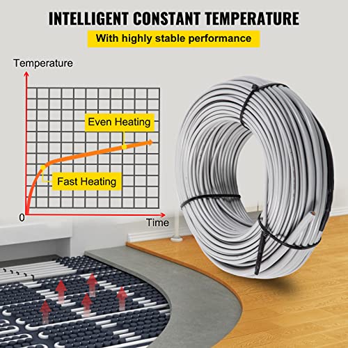 VEVOR Floor Heating Cable,540W 120V Floor Tile Heat Cable,141.1 FT Long,42.7 sqft,with Convenient Temperature Control Panel,No Noise or Radiationā¦