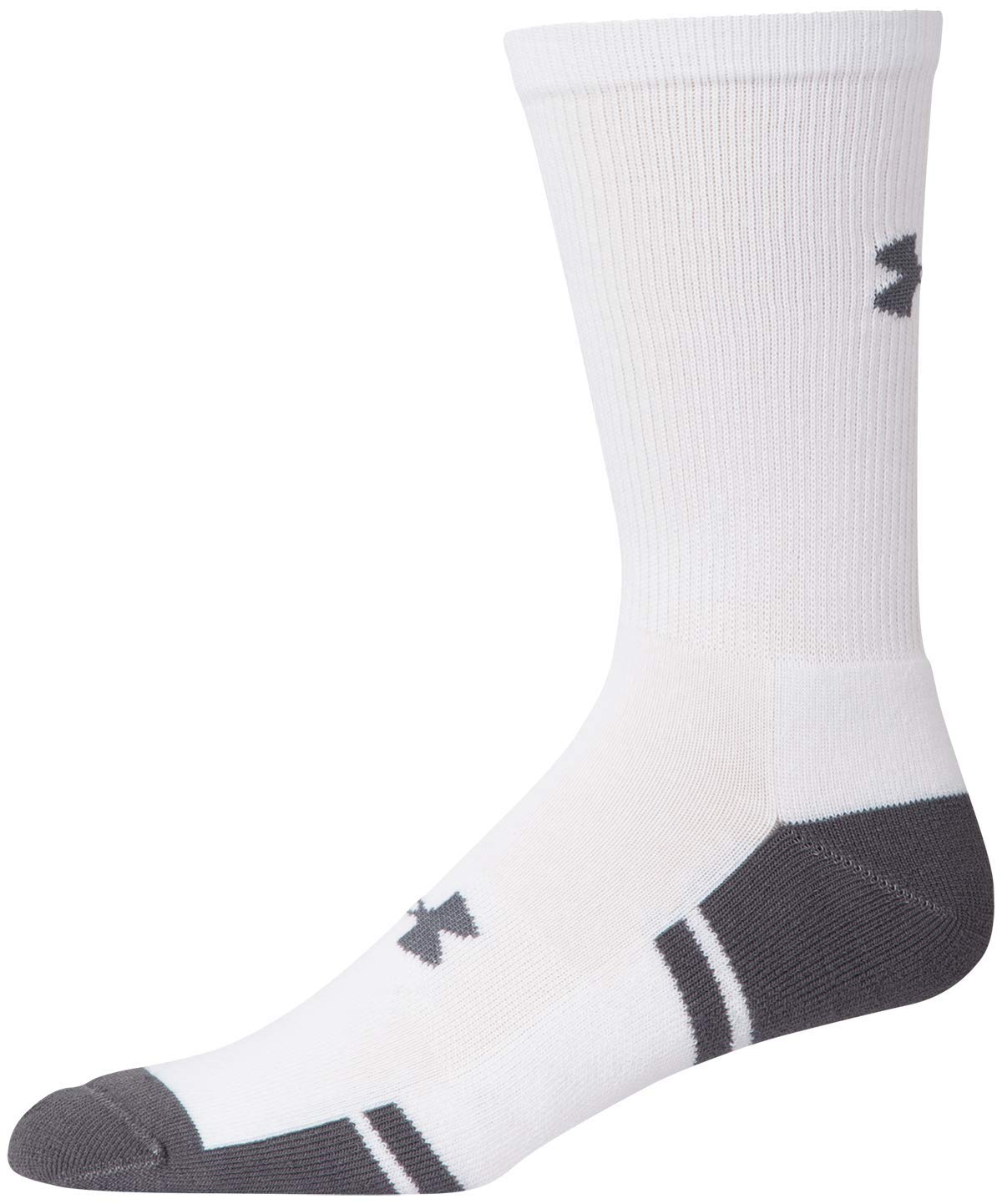 Under Armour Adult Resistor 3.0 Crew Socks, Multipairs , White/Graphite (12-Pairs) , X-Large