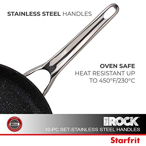 THE ROCK by Starfrit 10-Piece Cookware Set with Stainless Steel Handles, Black