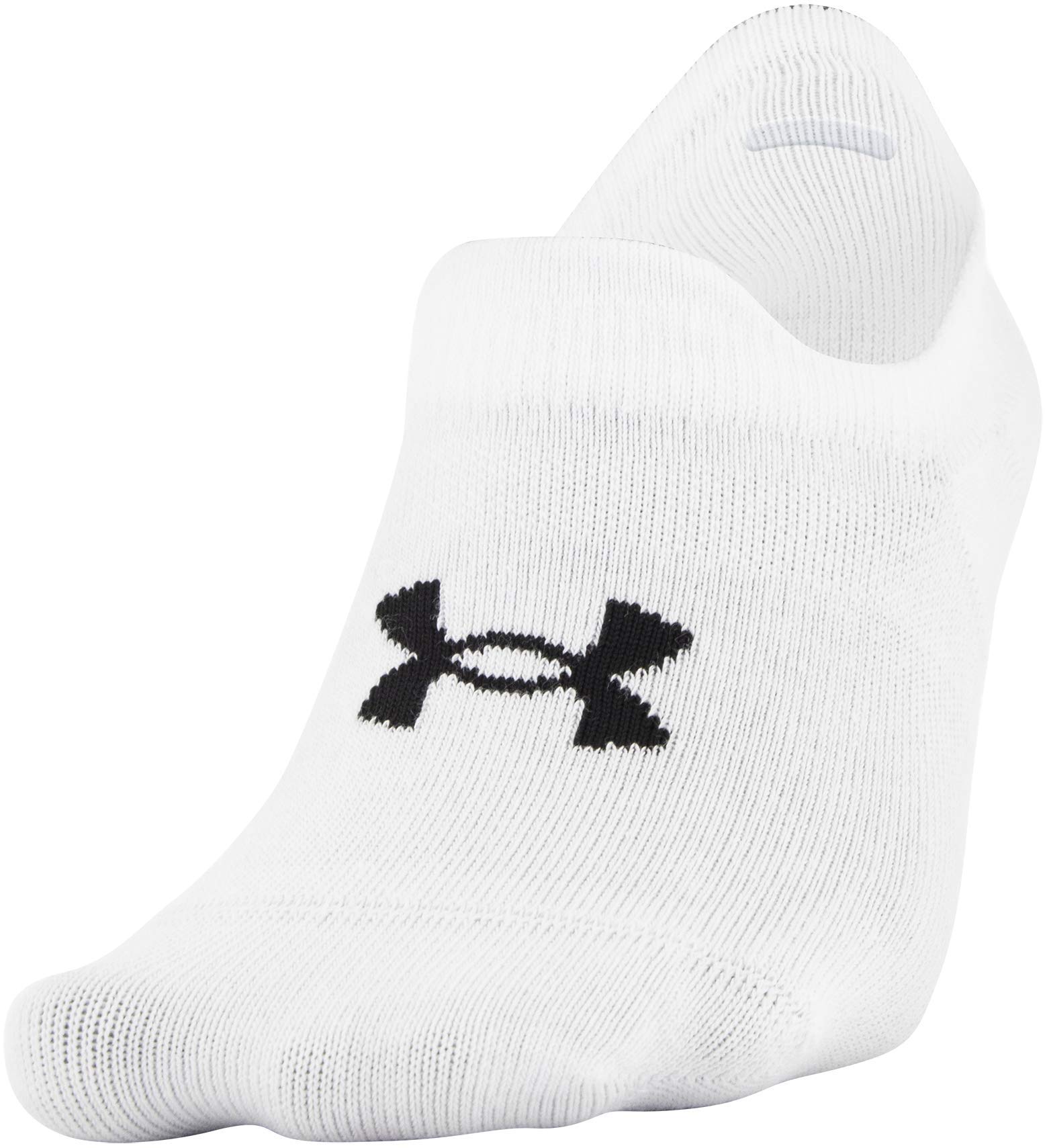 Under Armour Adult Essential Ultra Low Tab Socks, Multipairs , White (3-Pairs) , Large