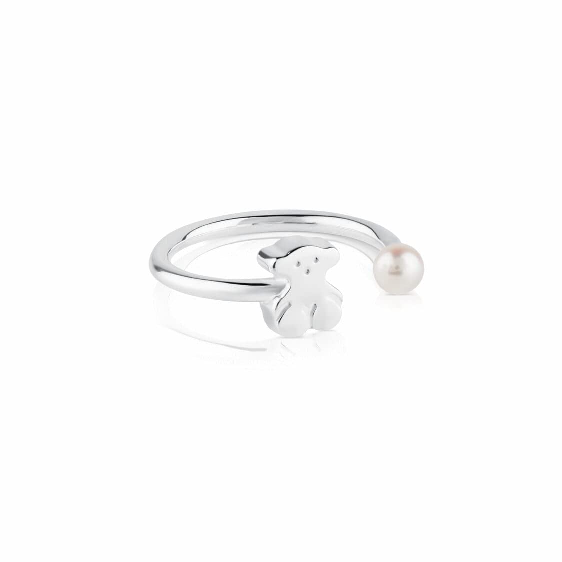 TOUS Sterling Silver Ring for Women with Pearl, Length 0.4 cm, Light and Voluminous, Sweet Dolls Collection