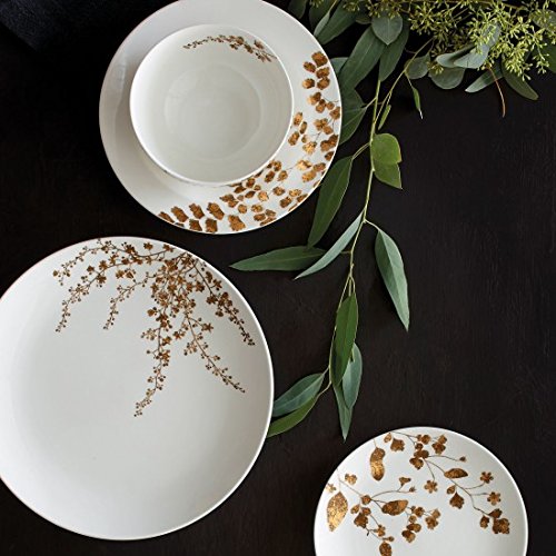 Wedgwood Vera Jardin Open Vegetable Bowl and Oval Platter, 2 Piece, White and Gold