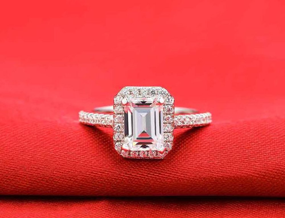 Tenfit Jewelry Women's Ring 18k Gold Plated Square Cubic Zircon Engagement Ring 118,Size:7