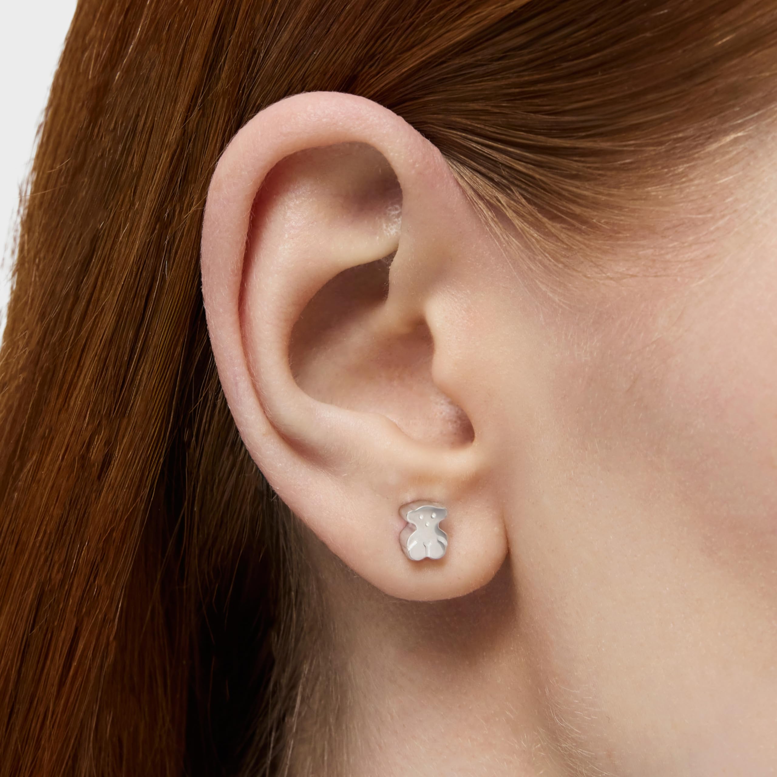 TOUS Sterling Silver Earrings for Women with Bear Motif, Size: 5mm. Puppies Collection