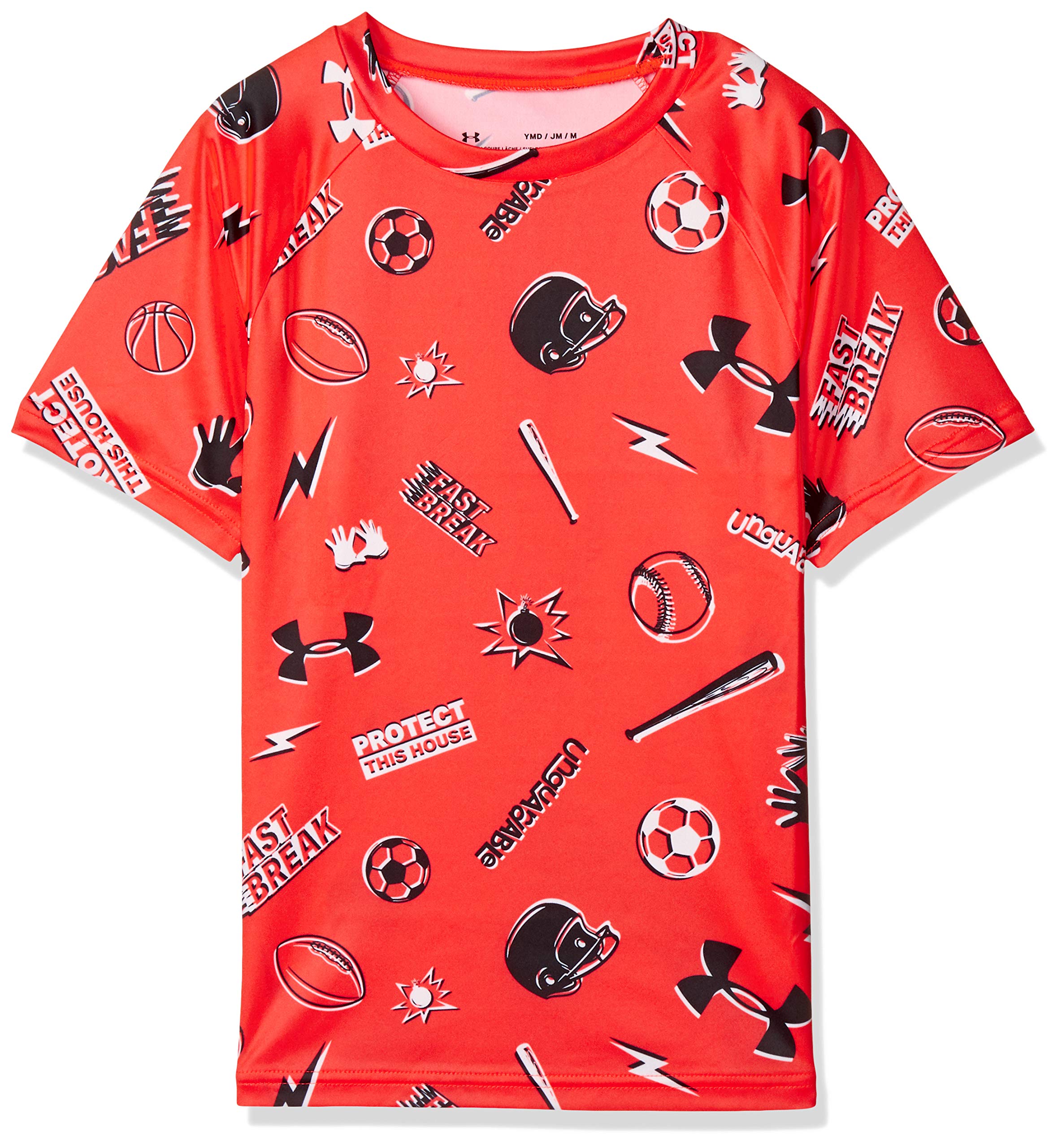 Under Armour Tech Sporty All Over Short Sleeve, Beta (628)/Black, Youth X-Small