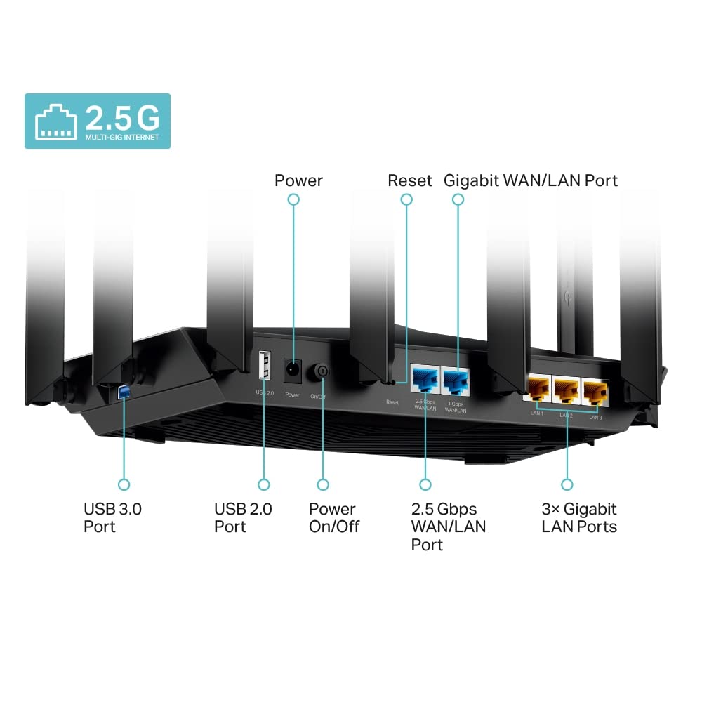 TP-Link - Archer AXE7800 Tri-Band Wi-Fi 6E Router - Black (Renewed)