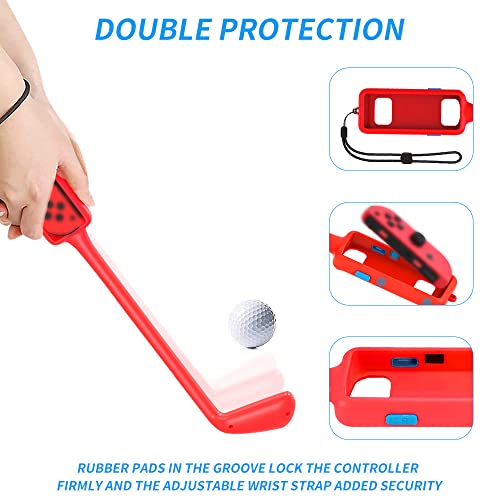 The Club for Mario Golf Super Rush, Golf Game Controller Grips for Super Mario Switch Game, 2 Pack Blue Red Clubs for Switch Mario Golf Club for Super Mario Golf Game