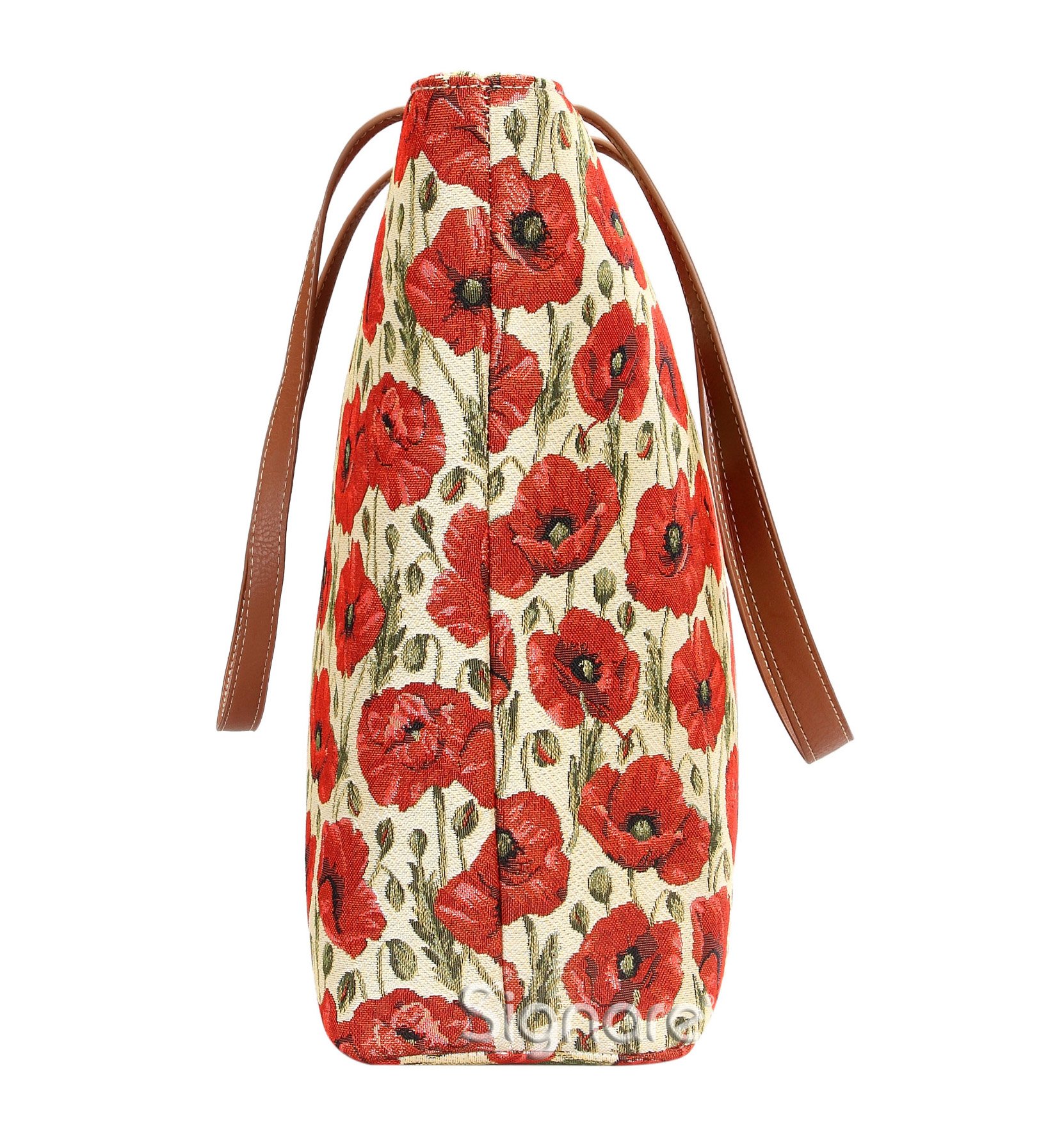 Signare Tapestry Shoulder Bag Tote Bag for Women with Poppy Flower Design (SHOU-POP)