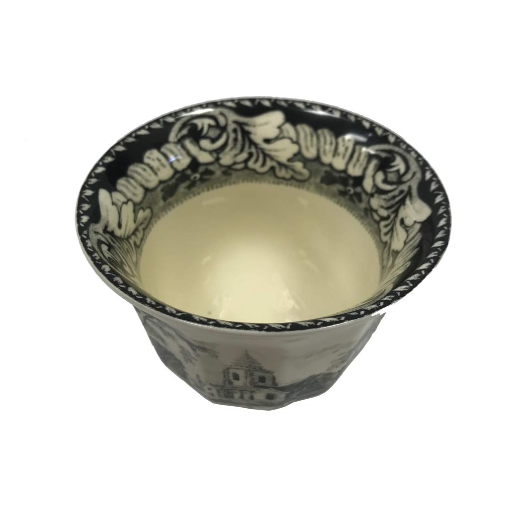 Schooner Bay Co. 3-1/2" Pond Fishing Transferware Porcelain Handleless Tea Cup and Saucer- Antique Reproduction