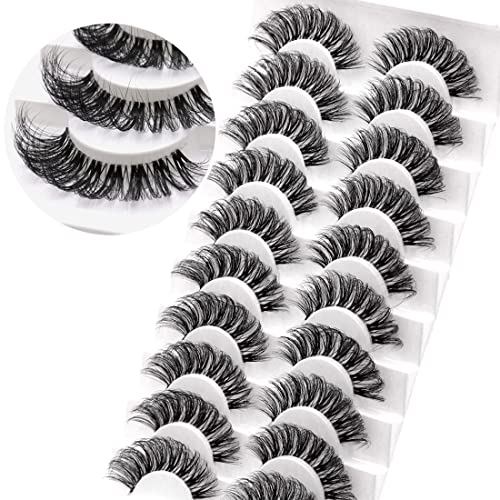 Veleasha Russian Strip Lashes and 5D Faux Mink Lashes ,Natural Lashes Wispy Fluffy False Eyelashes 2 Styles 2 Sets Pack