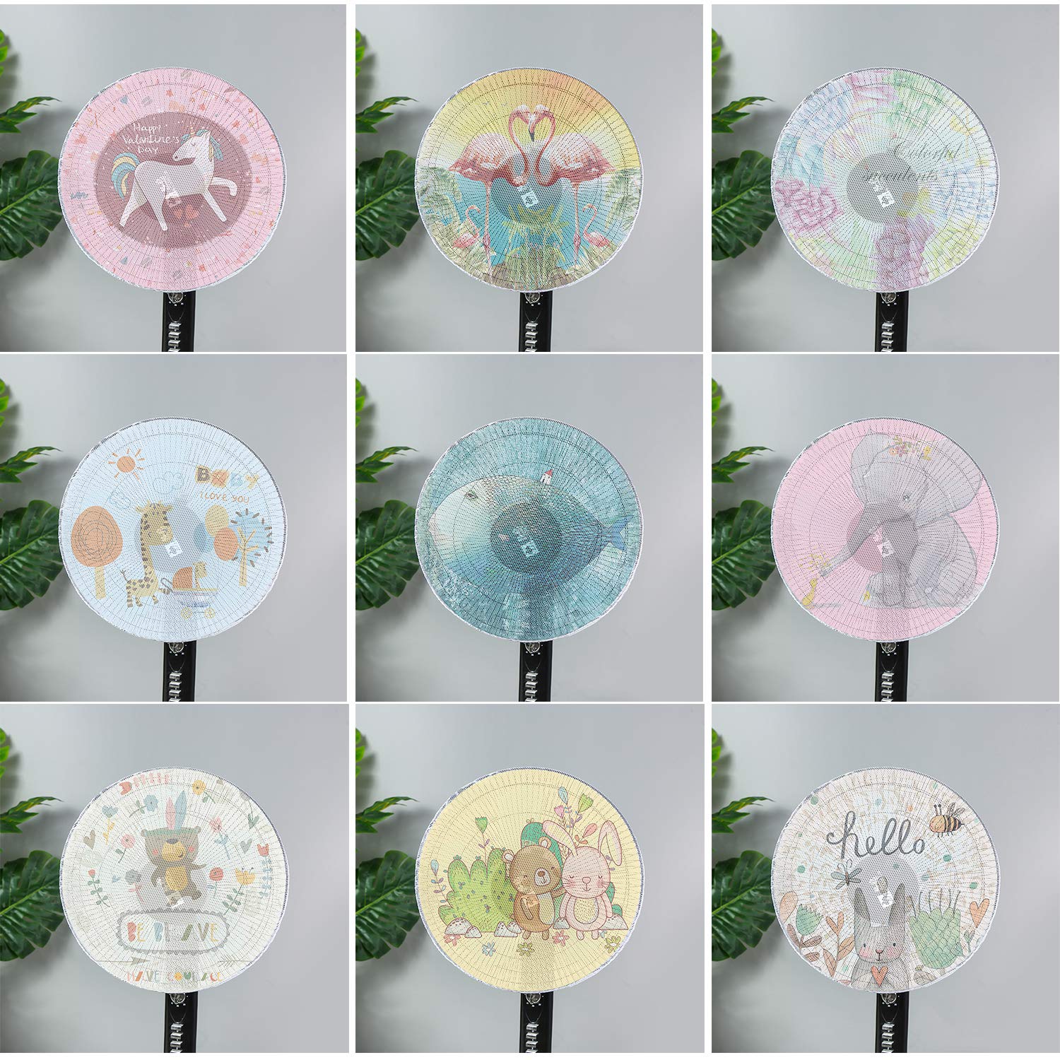 SIKOYA 2 Pieces Cartoon Fan Dust Cover Net Cute Washable Dustproof Safety Fan Filters Kid Finger Protector Summer, Random Pattern
