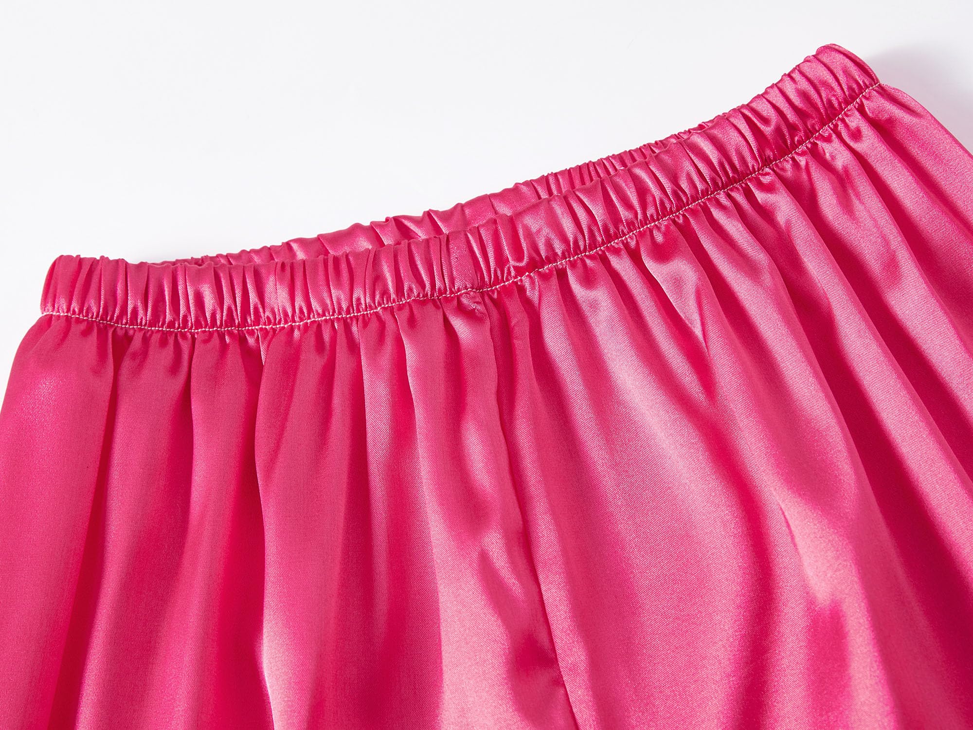 Topgal Cute Hot Pink Pajama Set for Girls β Satin Silky Long Sleeve & Pants Button Down PJ Set Size 10