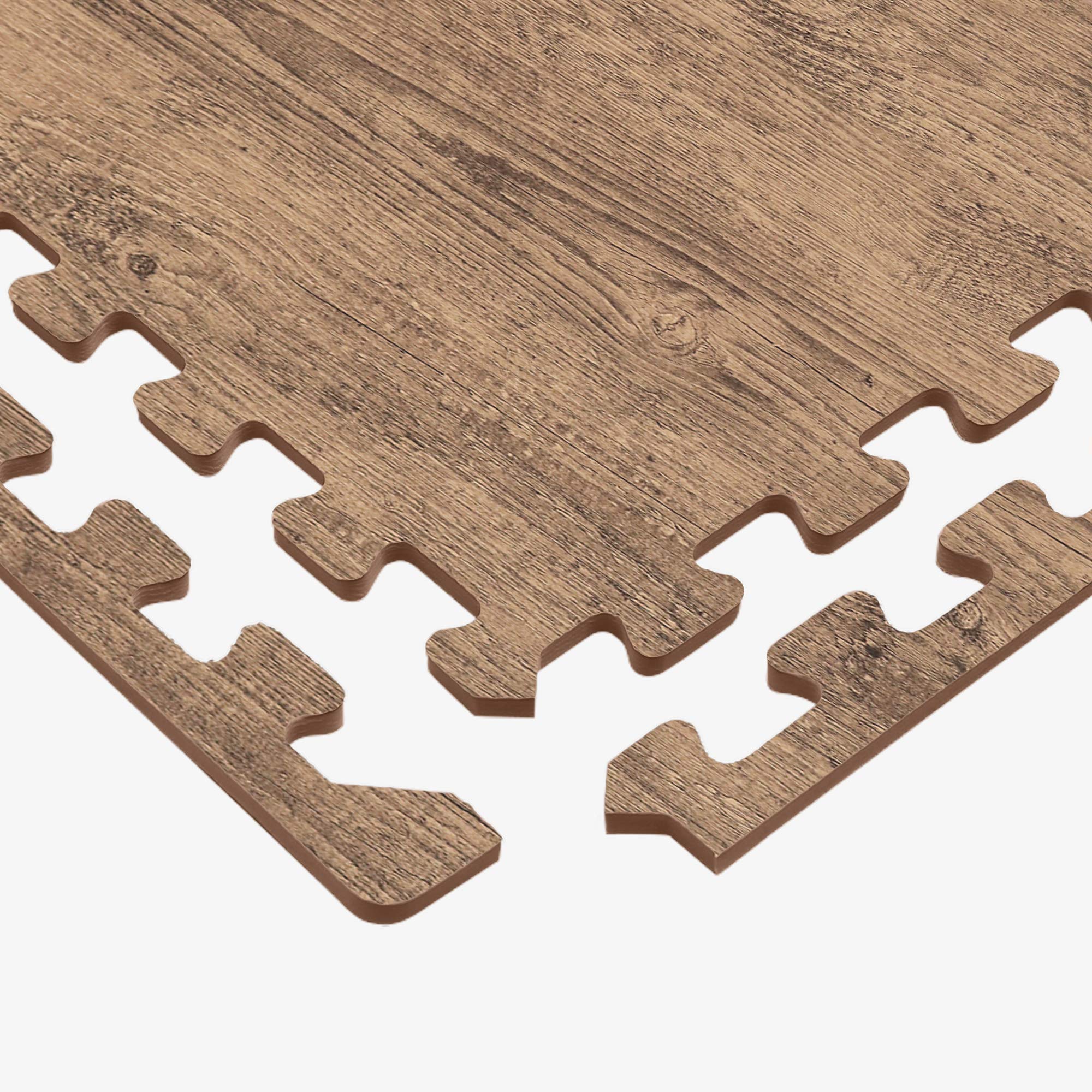 We Sell Mats Forest Floor Farmhouse Collection 3/8 Inch Thick Printed Wood Grain Mats, 24 in x 24 in, Barnwood Brown