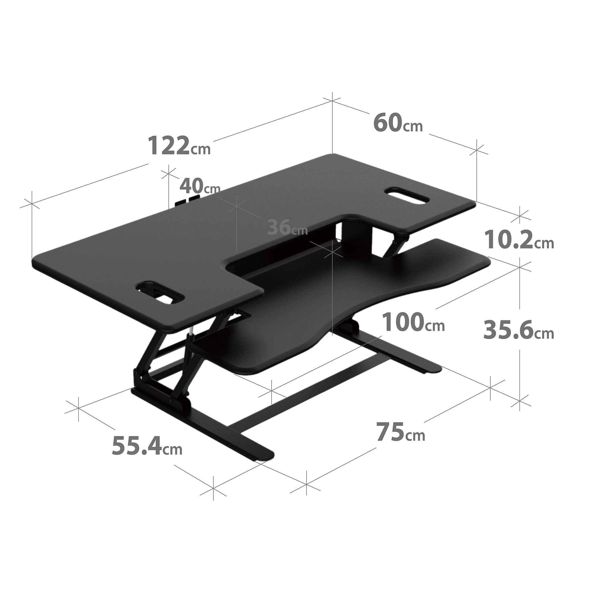 ZINUS Betsy 48 Inch Standing Desk with Adjustable Height / Desktop Workstation / Dual Monitor Desk Converter / No Assembly, Black