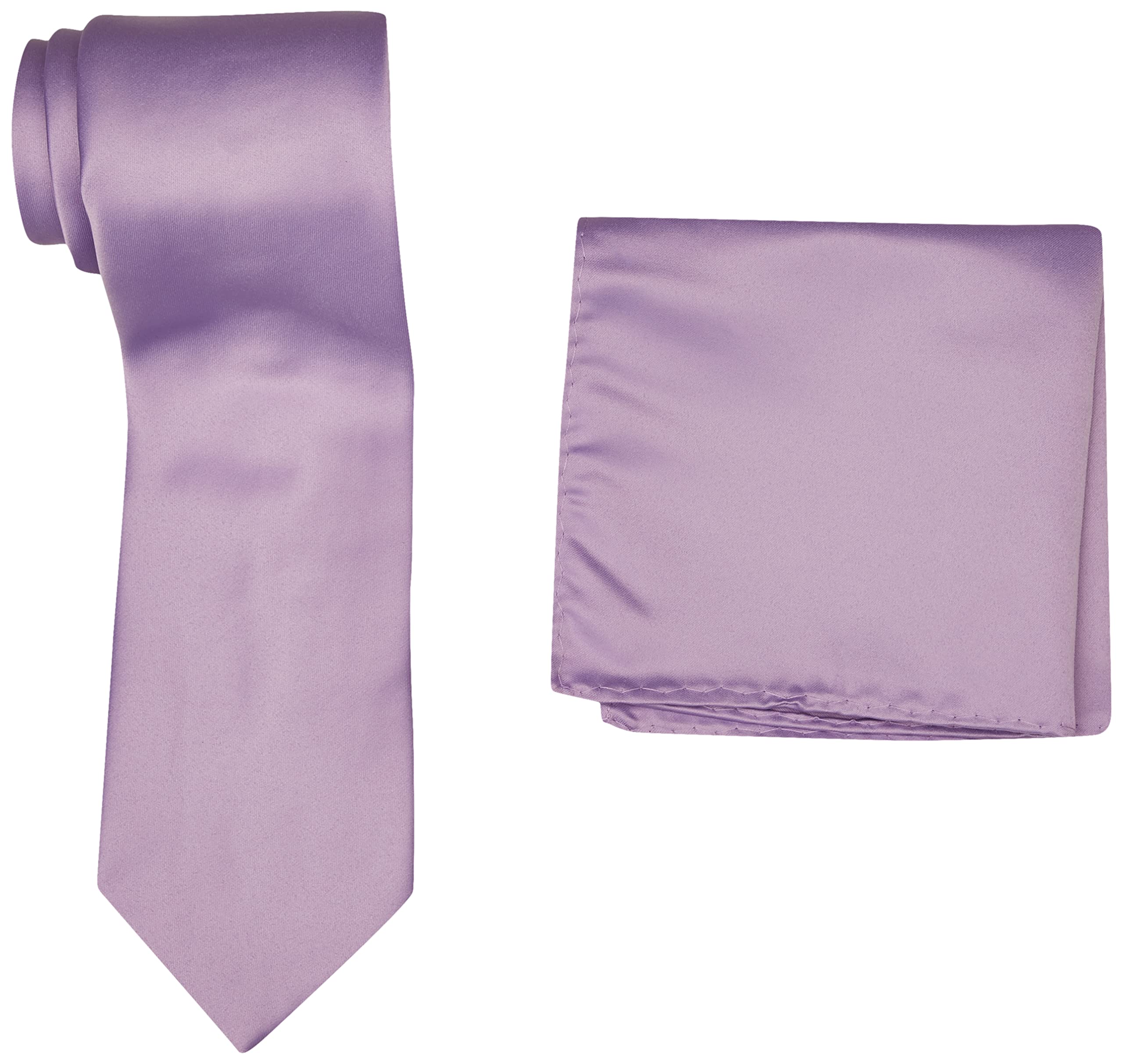 Stacy Adams Men's Tall Plus Satin Solid Tie Set Extra Long, Lilac, One Size